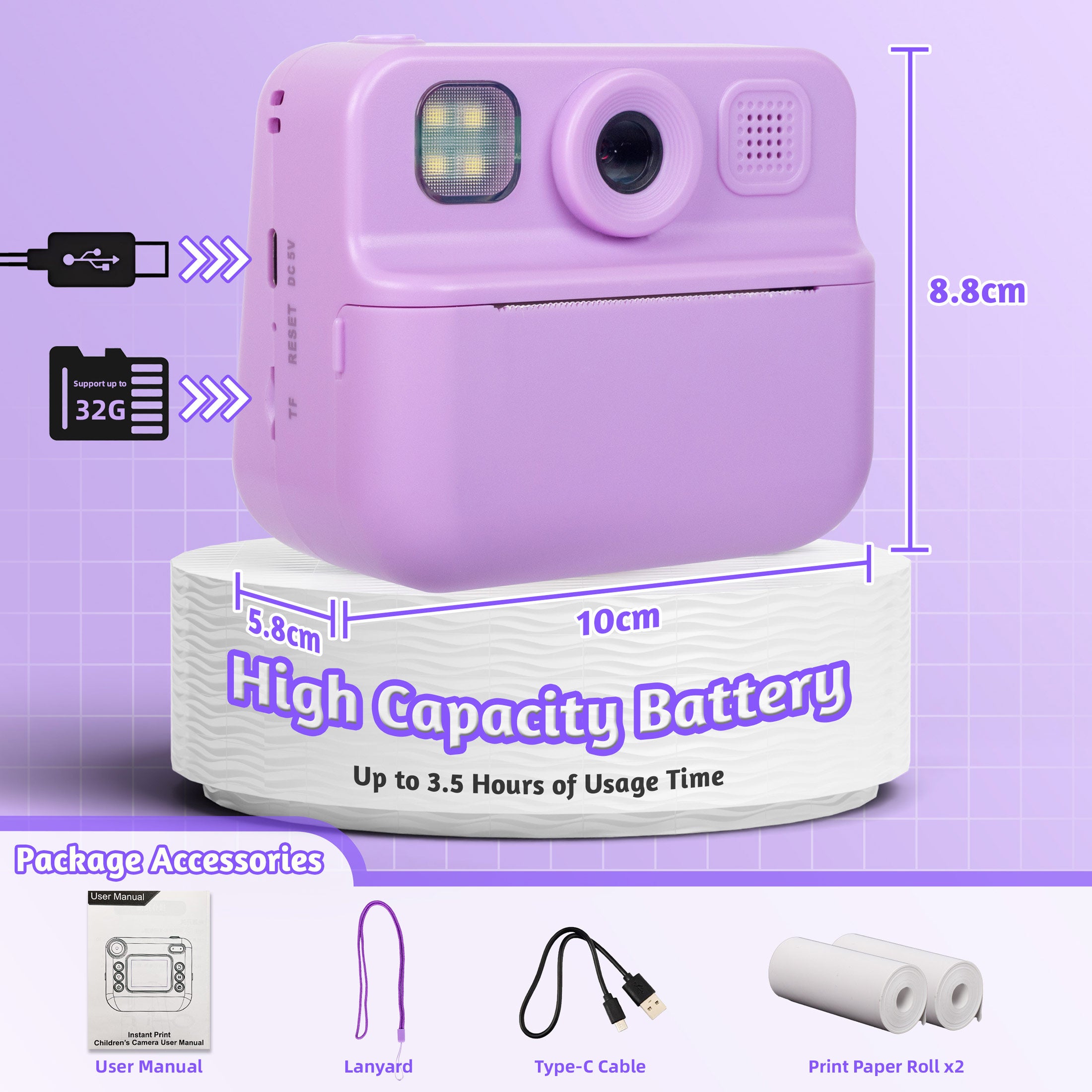 Kids 48MP Instant Print Camera with Dual Lens and 1080P HD Video ...